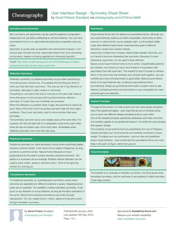 User Interface Design Symmetry Cheat Sheet By Davidpol Download