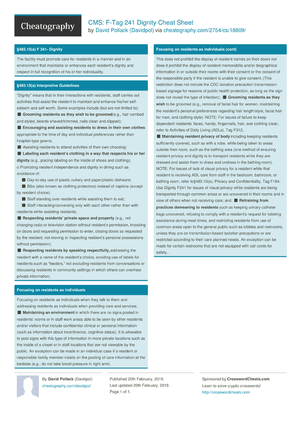 CMS: F-Tag 241 Dignity Cheat Sheet by Davidpol - Download free from ...