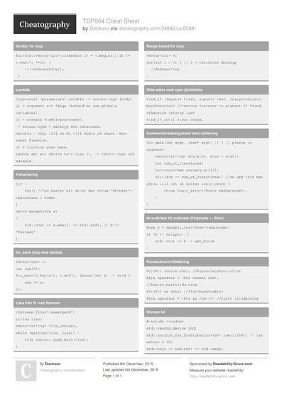 Latest Cheat Sheets from Cheatography